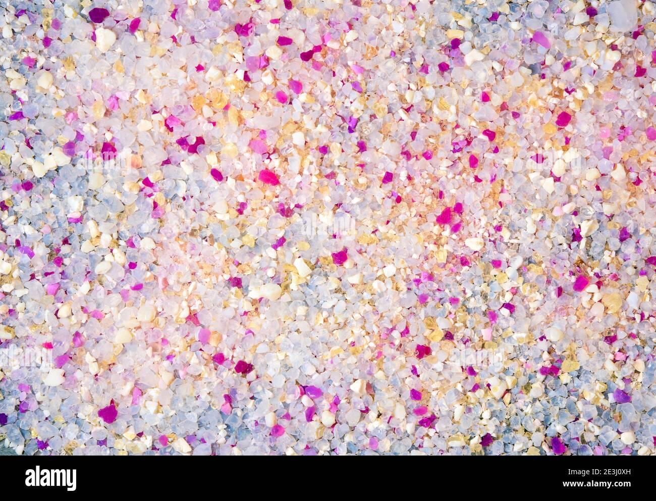 multicolored animal filler, top view, white and purple silica gel Stock ...