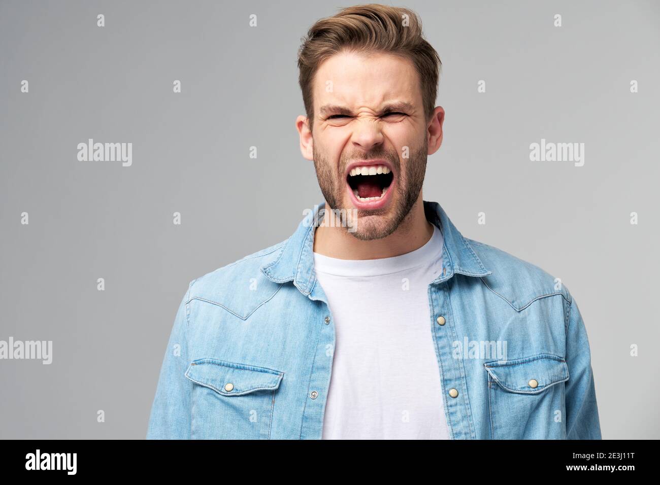 Close-up portrait of Angry man screaming or shouting Stock Photo - Alamy
