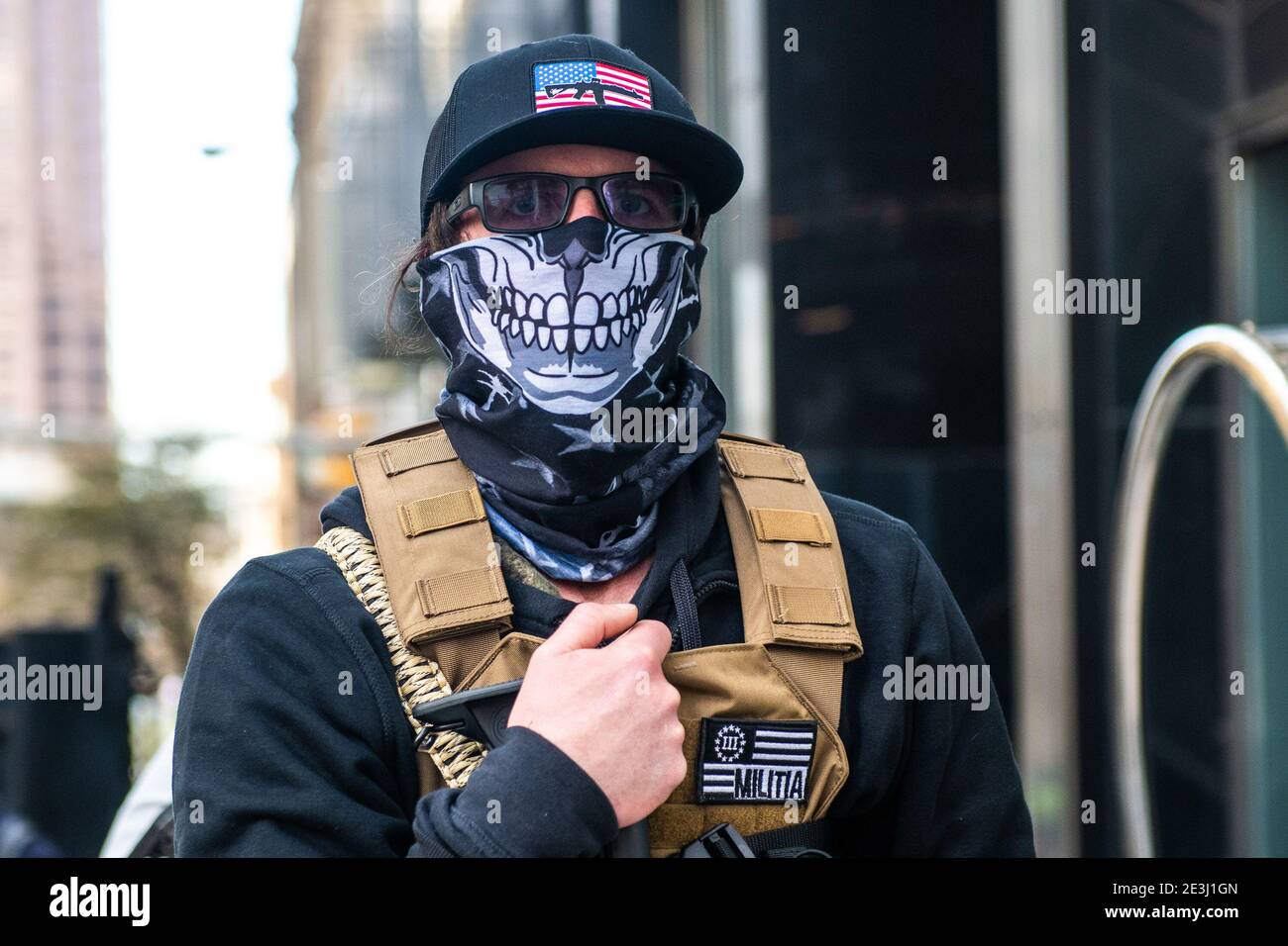 RICHMOND, VIRGINIA, JANUARY 18- Members the Three Percenters attend a ...