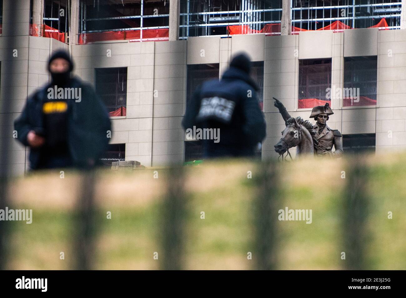RICHMOND, VIRGINIA, JANUARY 18- Police officers monitor a second ...