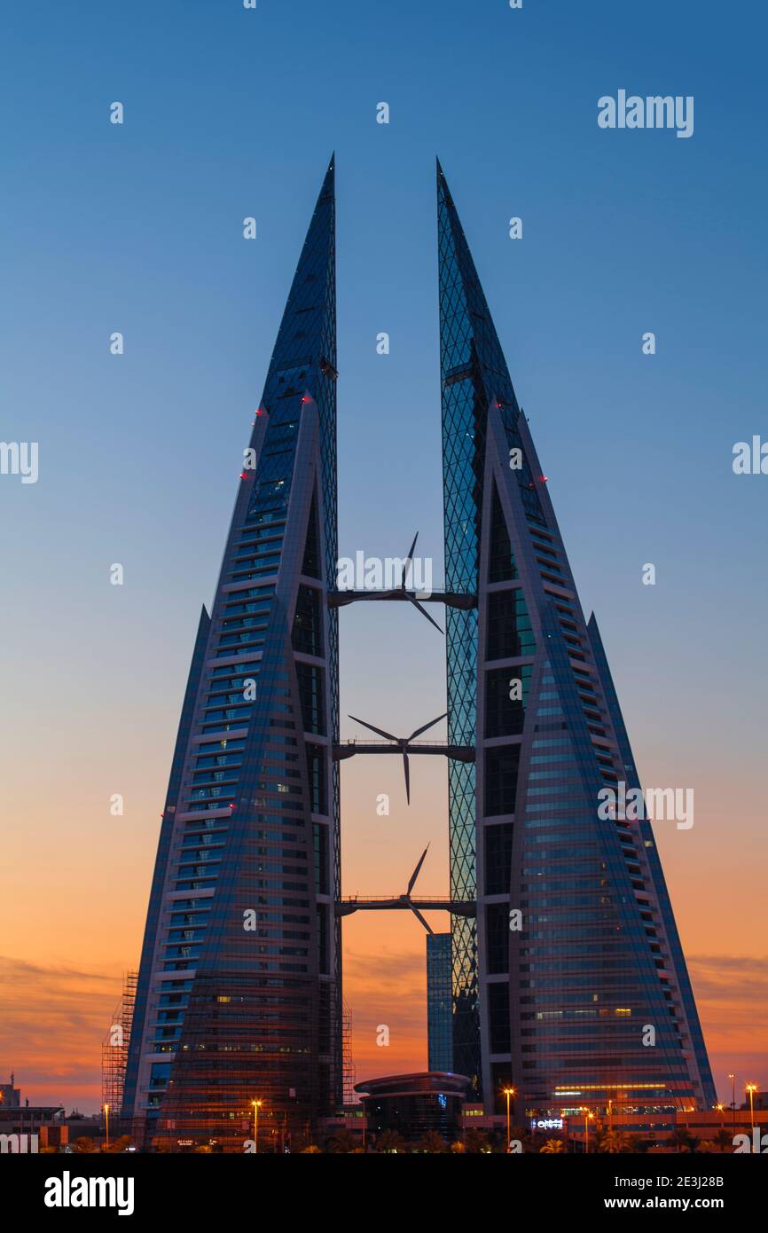 Bahrain, Manama, View of Bahrain World Trade Center Stock Photo - Alamy