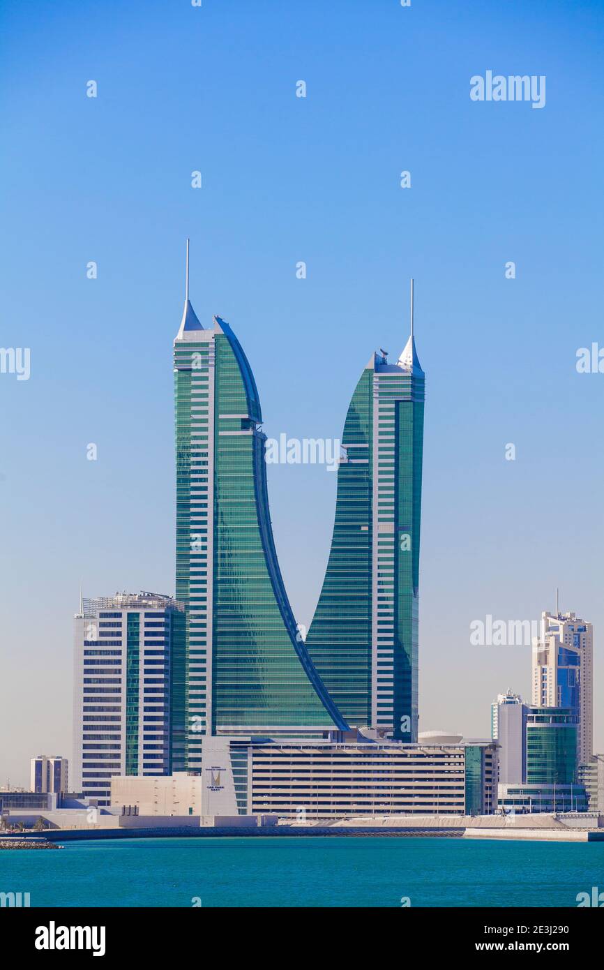Bahrain, Manama, Bahrain Financial Harbour, Harbour Towers Stock Photo ...