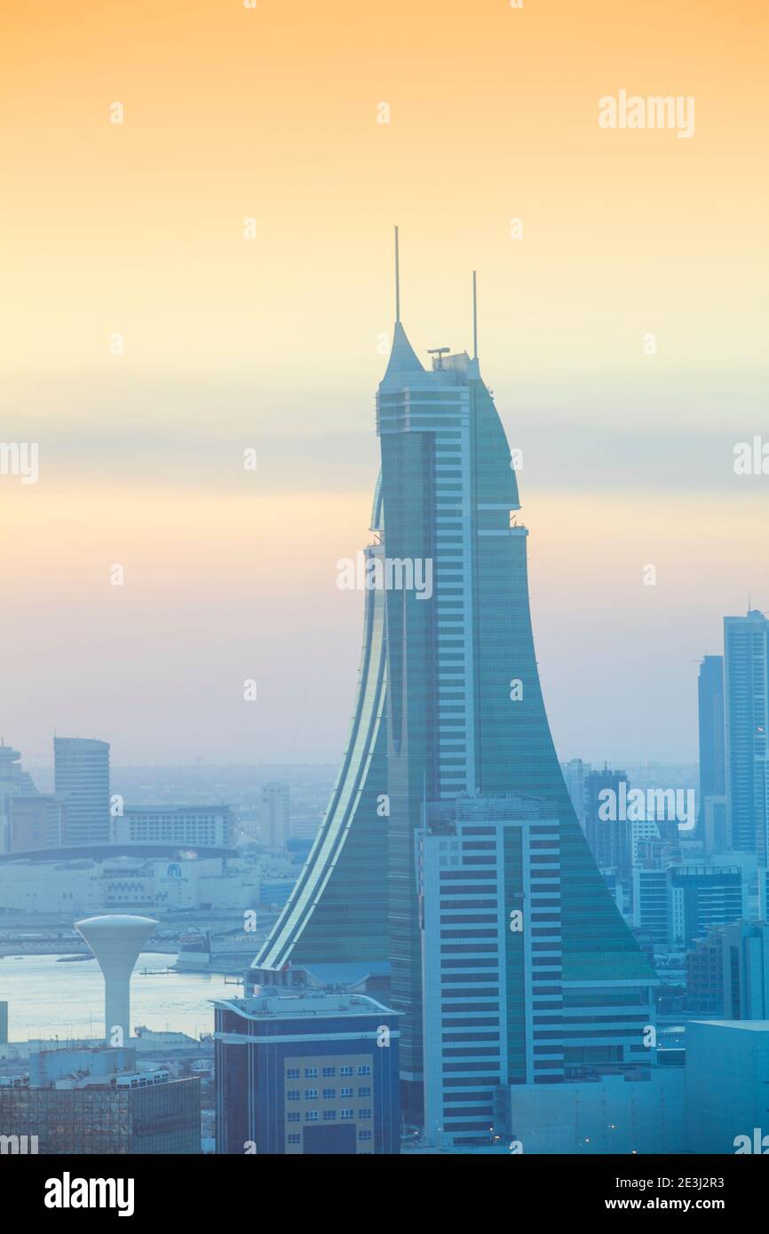 Bahrain, Manama, City center skyline looking towards Bahrain Financial ...