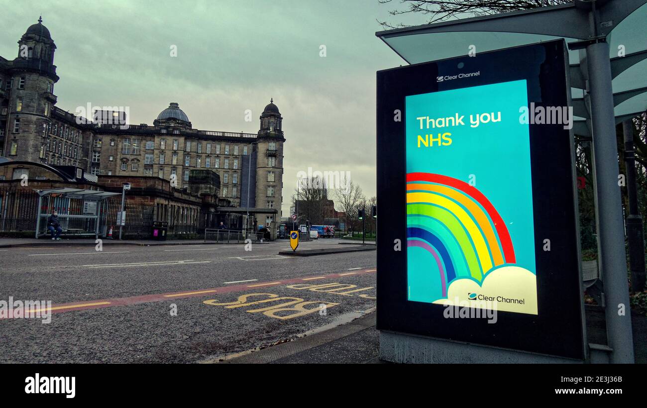Glasgow, Scotland, UK. 19th January, 2021.Lockdown Tuesday saw empty ...