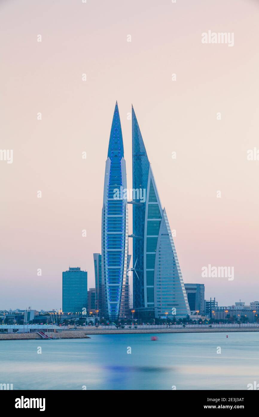 Bahrain, Manama, View of Bahrain Bay, Bahrain World Trade Center and ...