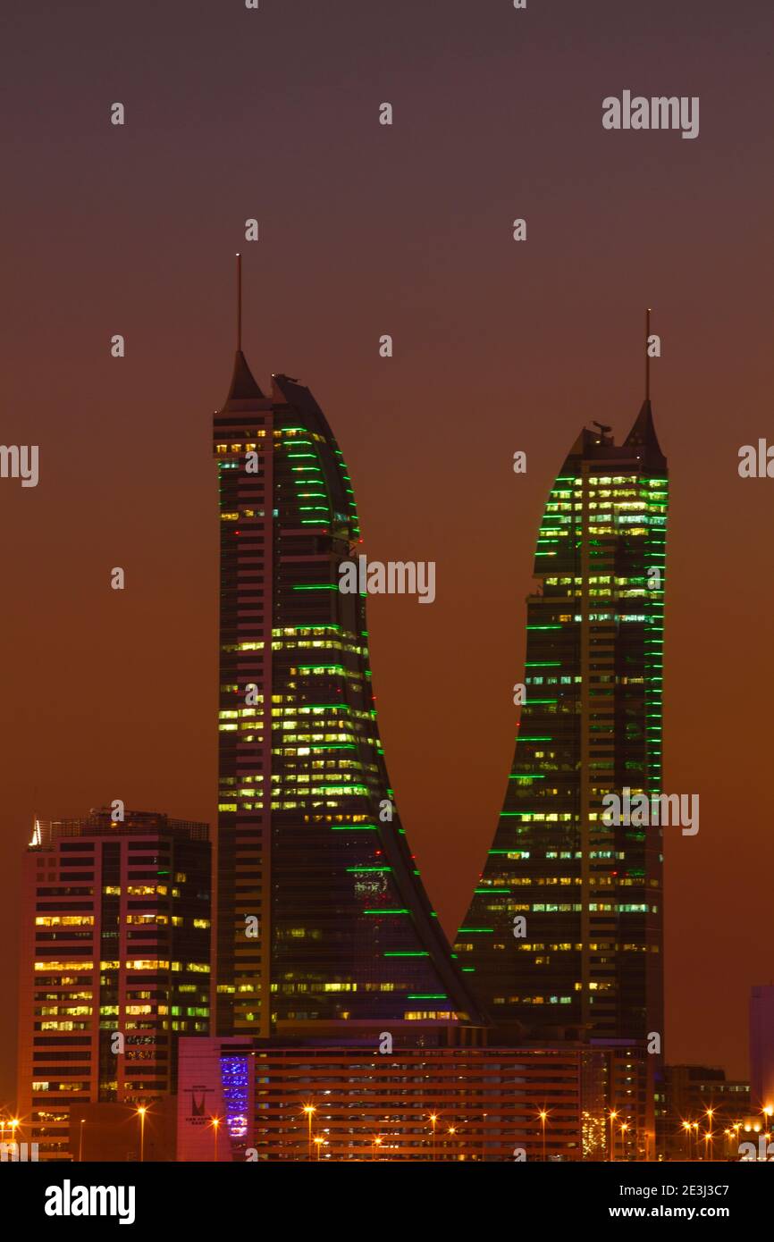 Bahrain, Manama, Bahrain Financial Harbour, Harbour Towers Stock Photo ...