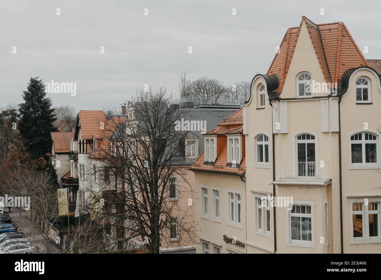 Overcast view in city in Germany through window Stock Photo - Alamy