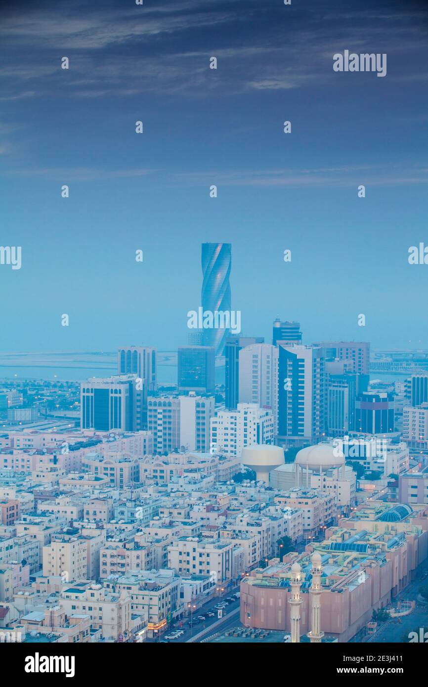 Bahrain, Manama, City skyline looking towards The twisting tower Stock ...
