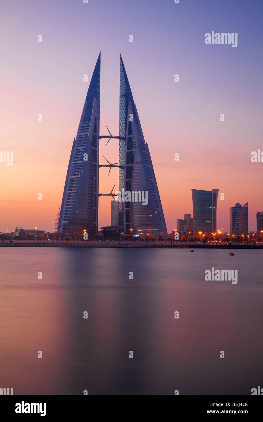 Bahrain, Manama, View of Bahrain Bay, Bahrain World Trade Center and ...