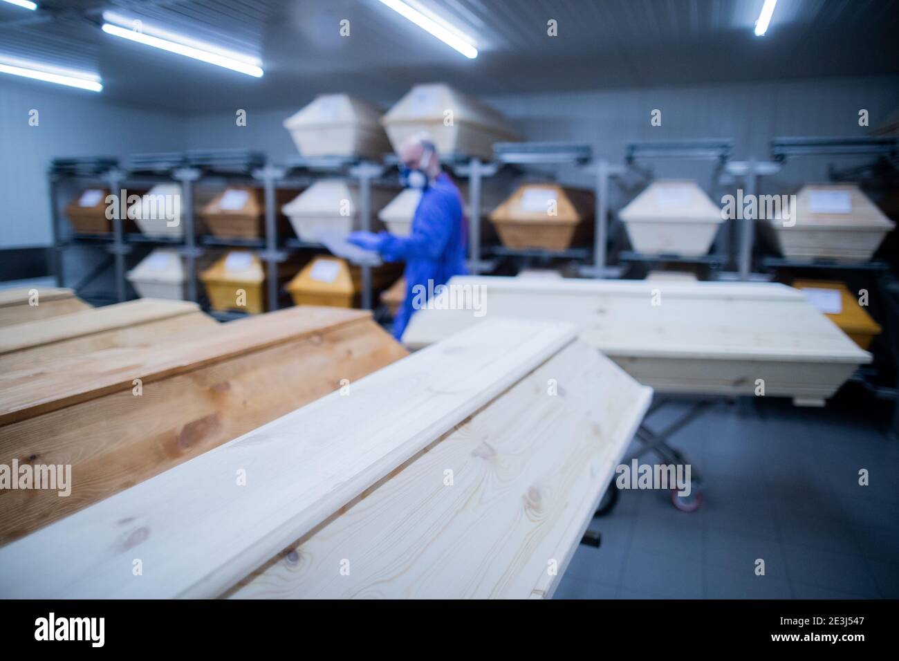 North Rhine-Westphalia, Dulmen, Germany, 19 January 2021: An employee ...