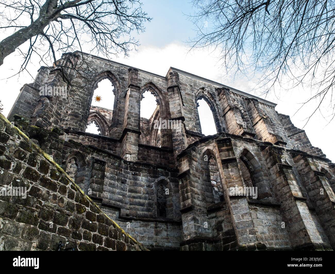 Gothic windows of ruined church, Oybin, Germany Stock Photo - Alamy