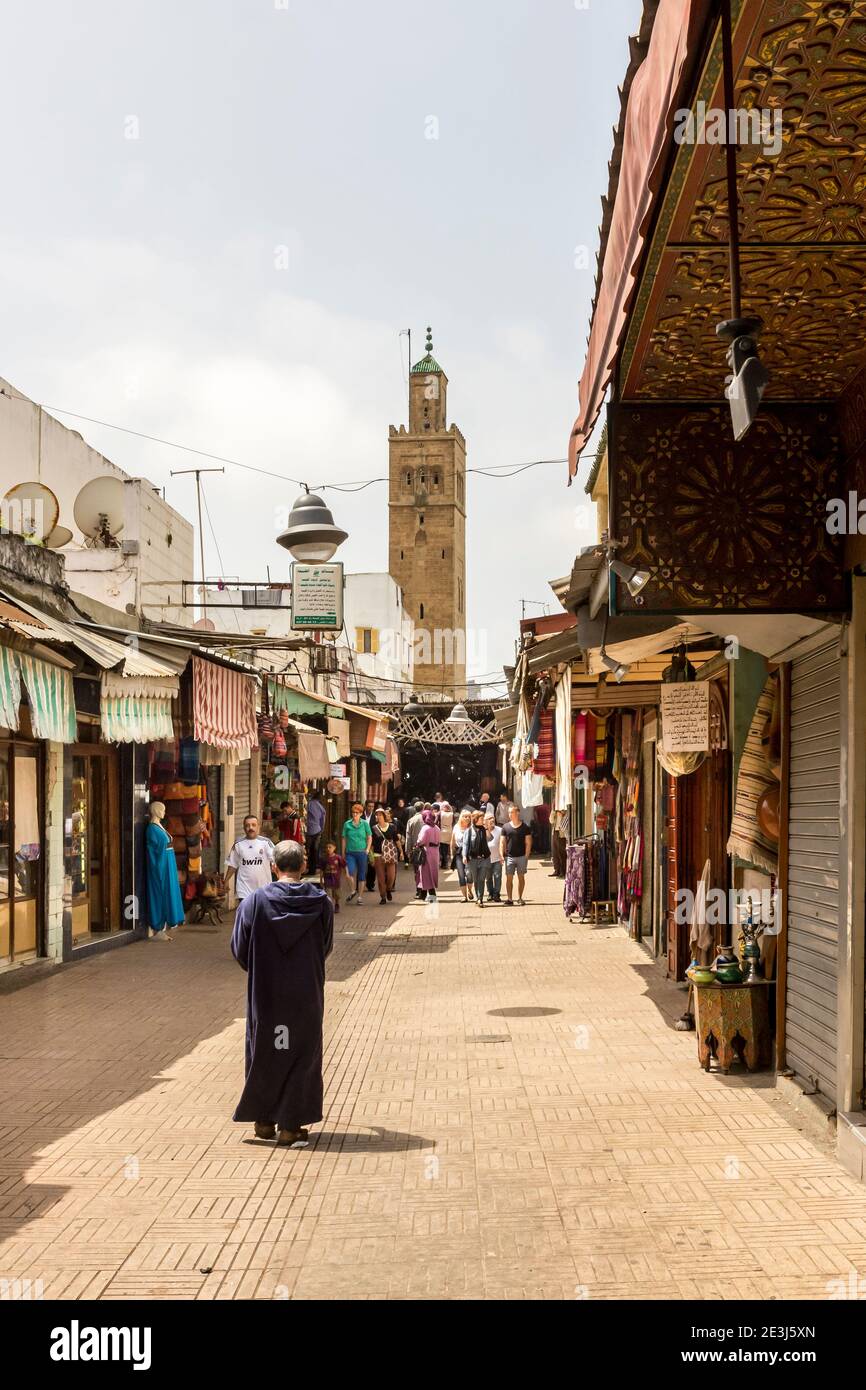 A busy backstreet in the souk in Rabat, Morocco Stock Photo - Alamy