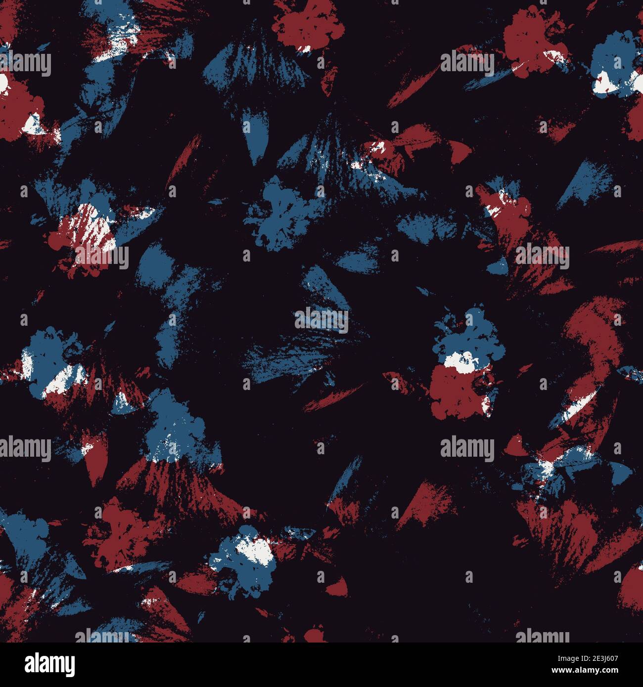 Seamless floral pattern in red blue black white Stock Photo - Alamy