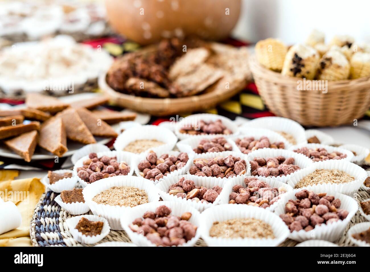 Variety of delicious dessert from Angola on a table covered with ...