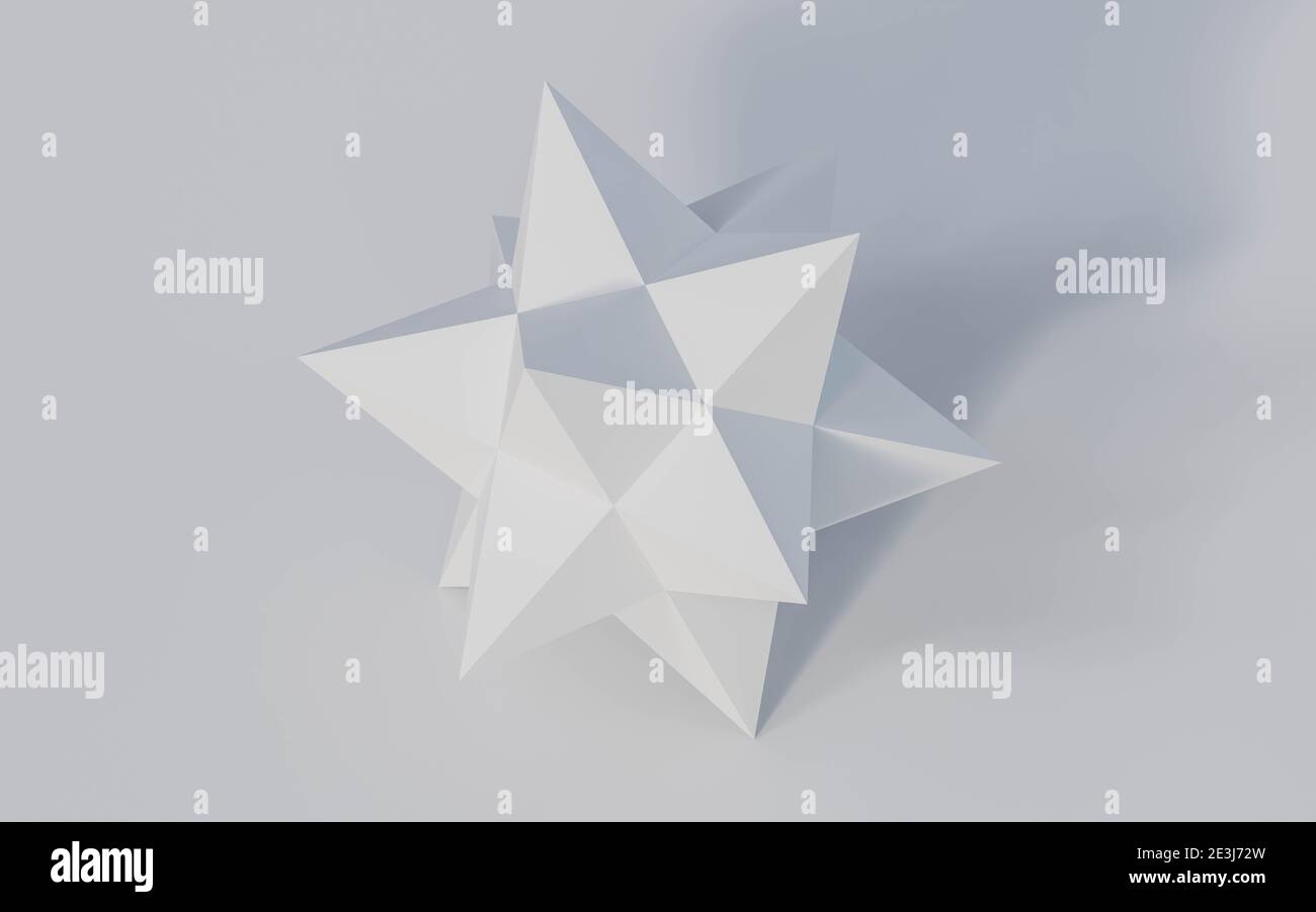 white geometric object star shape on white background 3d render ...