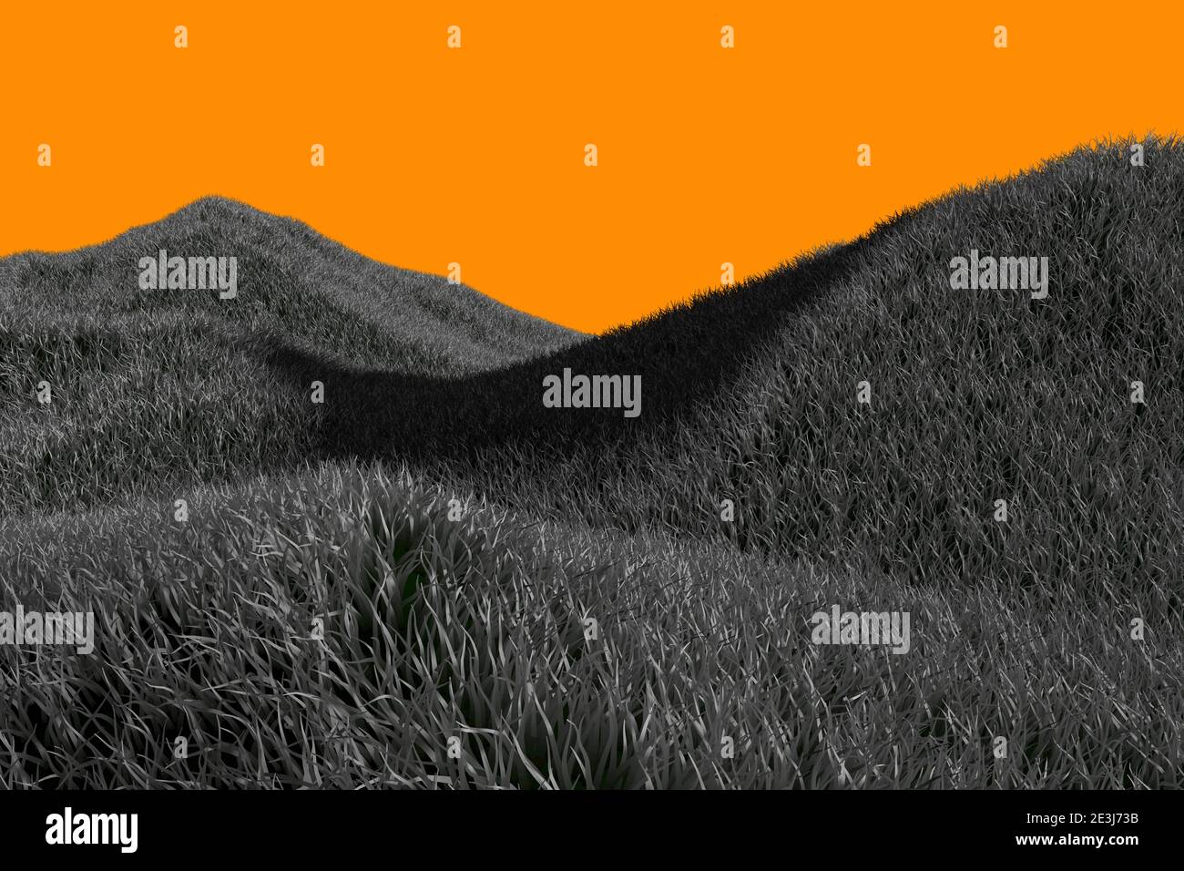 horror black and white high resolution hills isolated on orange ...