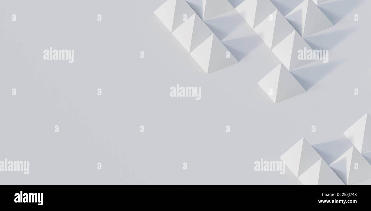 Abstract white color geometrical pyramid figures composition 3d render ...