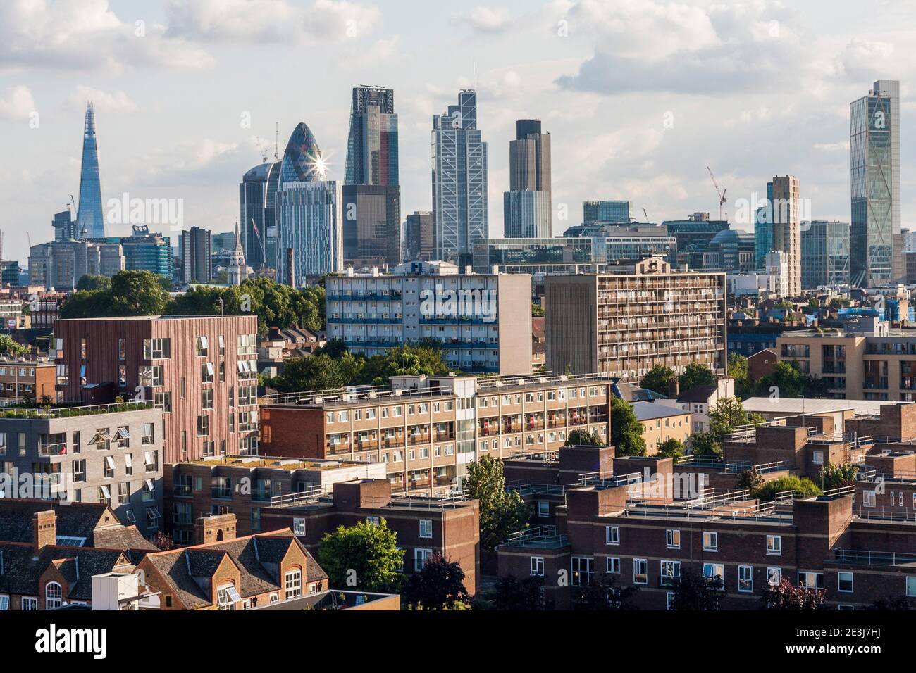 London skyline as viewed from Tower Hamlets,London,England,UK Stock ...