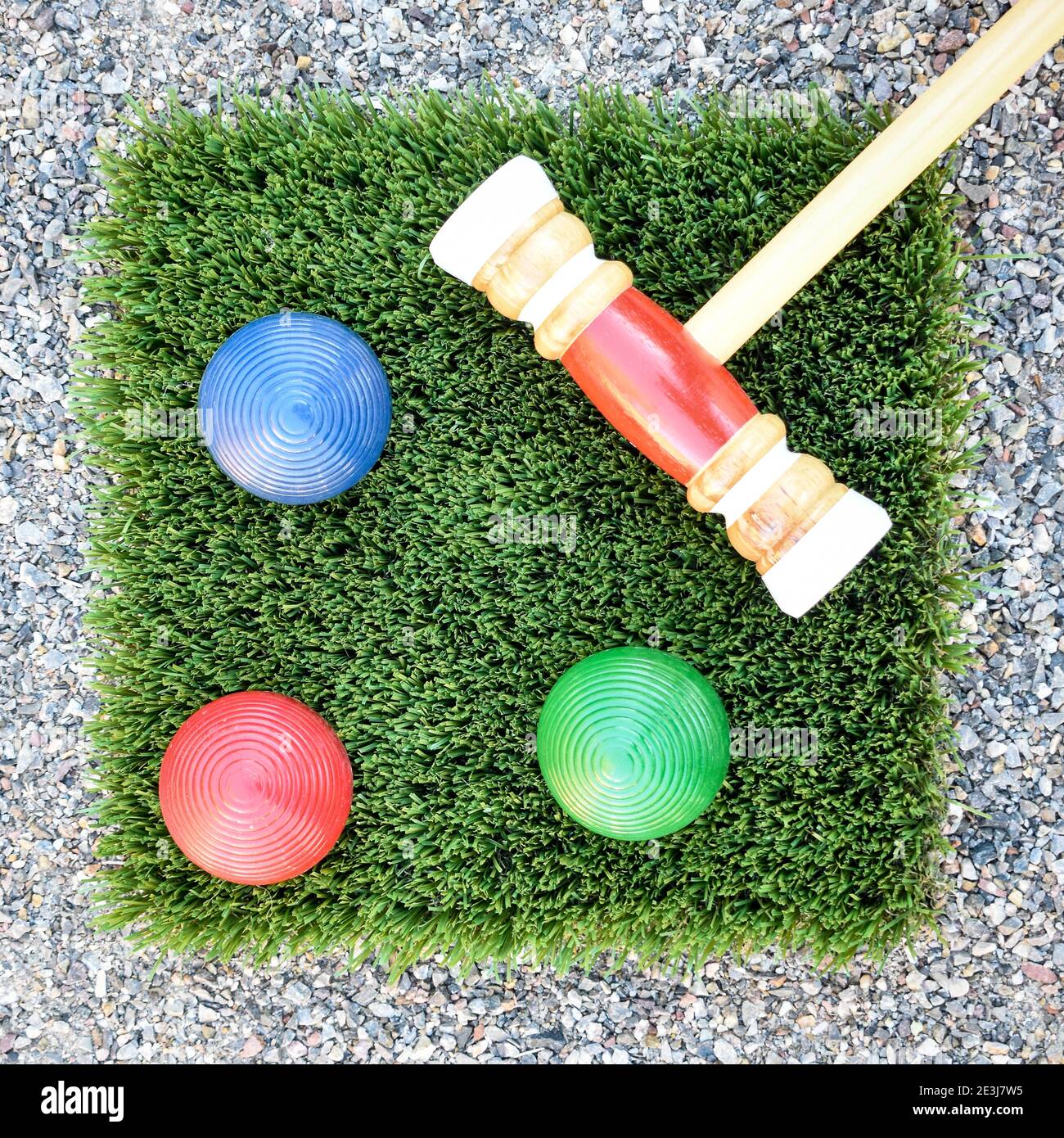 croquet mallet and balls Stock Photo - Alamy