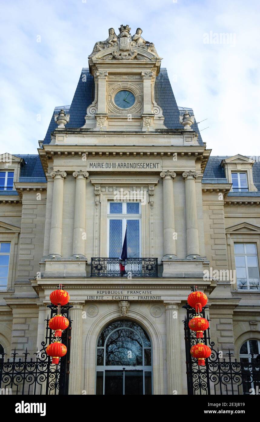 Chinese New Year celebration in Paris, France. City hall of 3rd ...