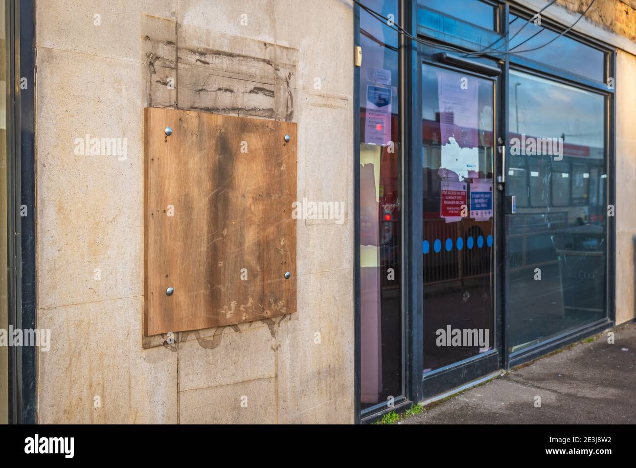 Bank ATM closed down with wooden board in England during covid 19 ...