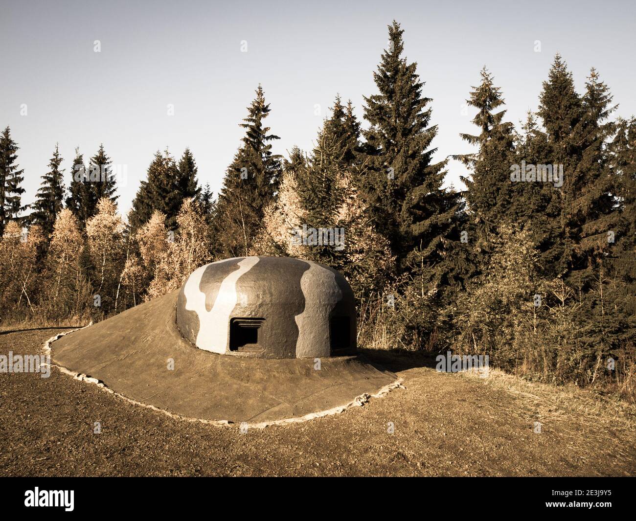 Loopholes in a turret for machine guns with camouflage paintings on ...