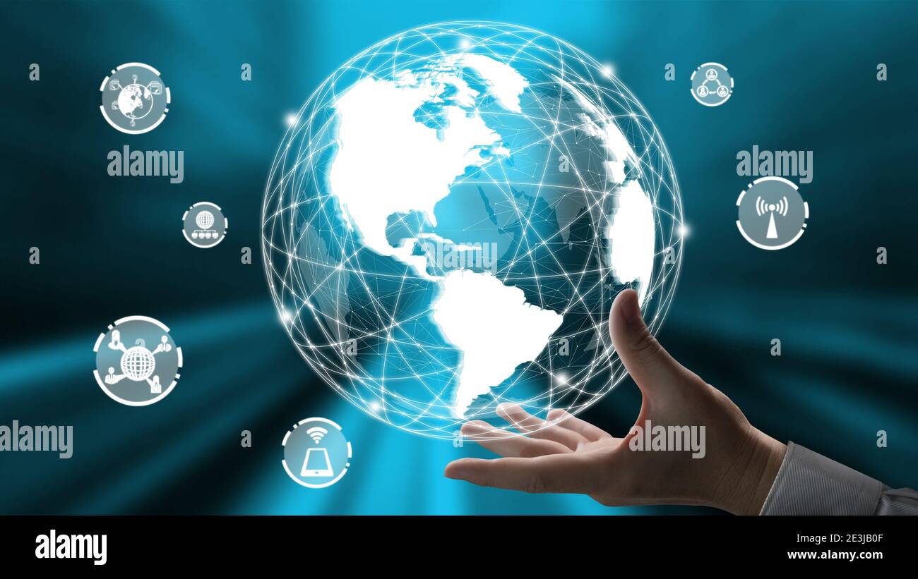 The modern creative telecommunication and internet network connect in ...