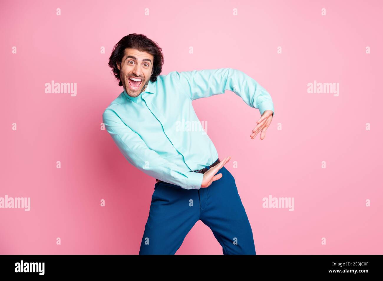 Photo of young handsome multiethnic man happy positive smile have fun ...