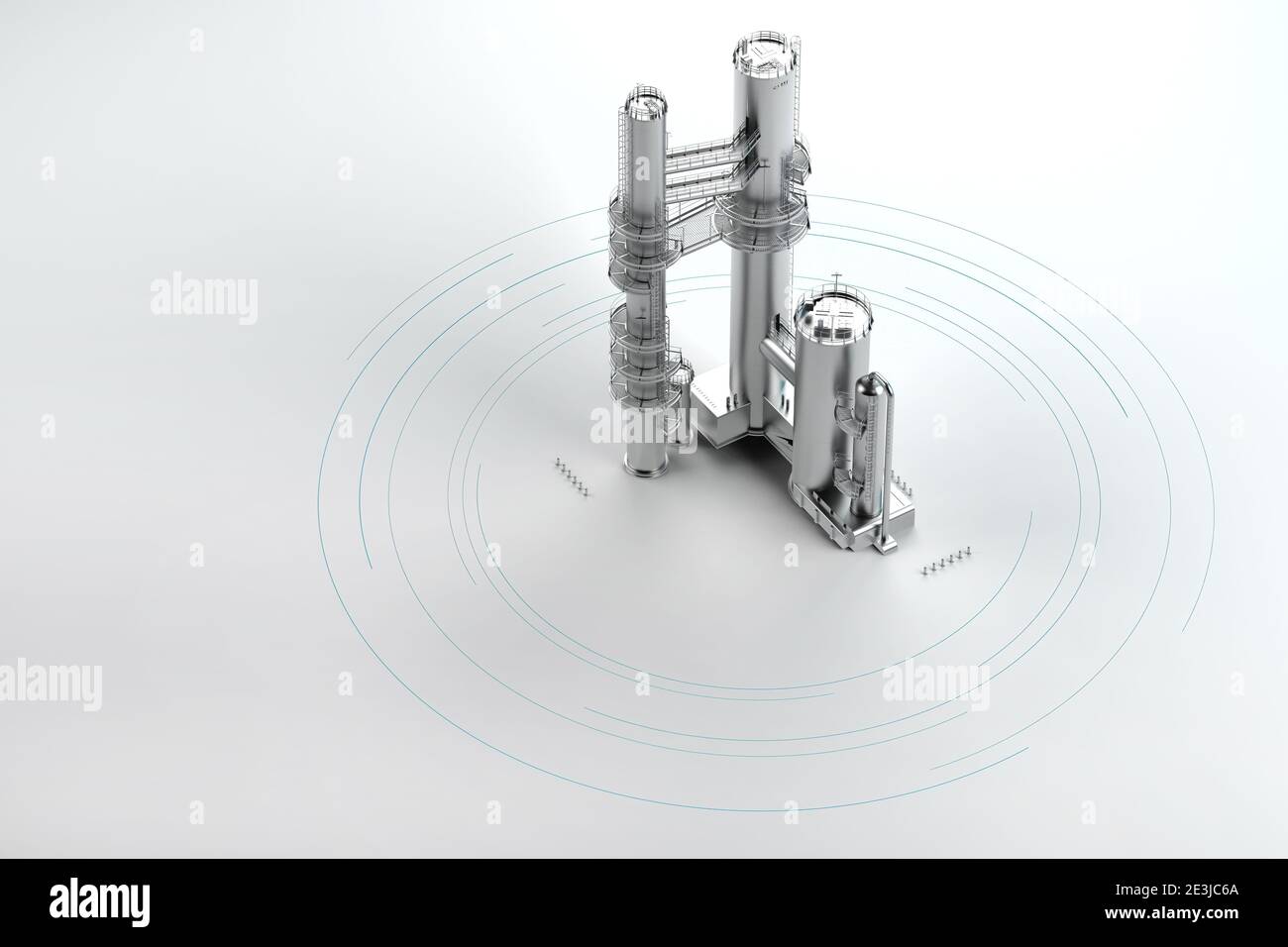 silver industrial structure on light background above view. 3d ...