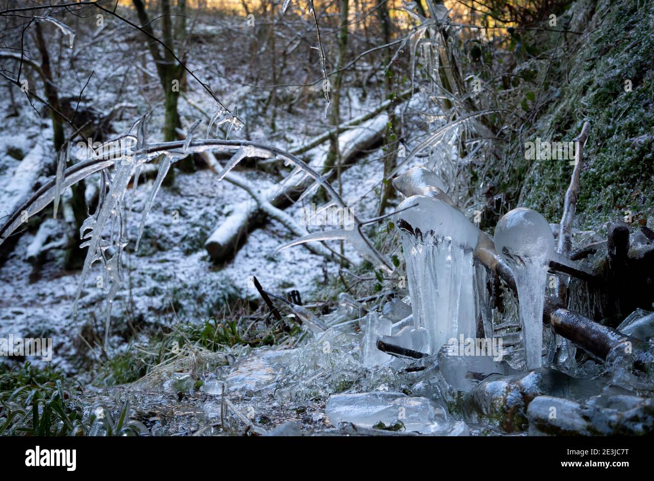 strange ice shapes on ground Stock Photo - Alamy