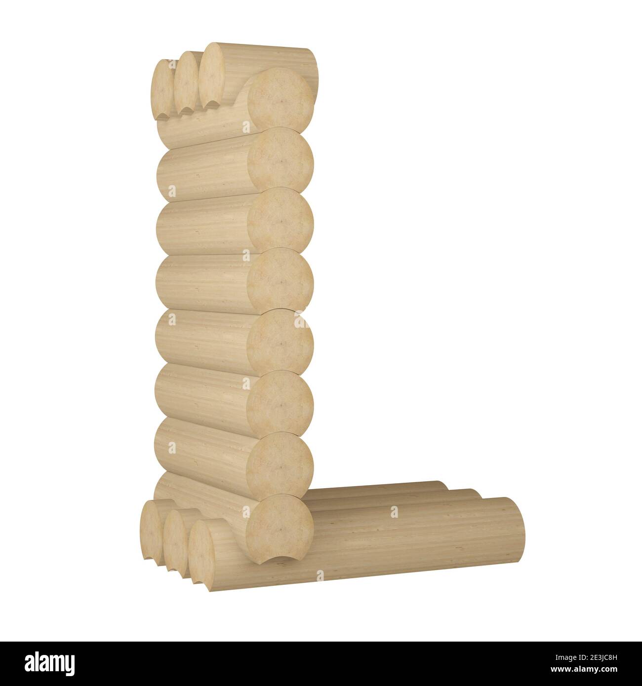 letter L from laminated veneer lumber isolated on white. 3d rendering ...