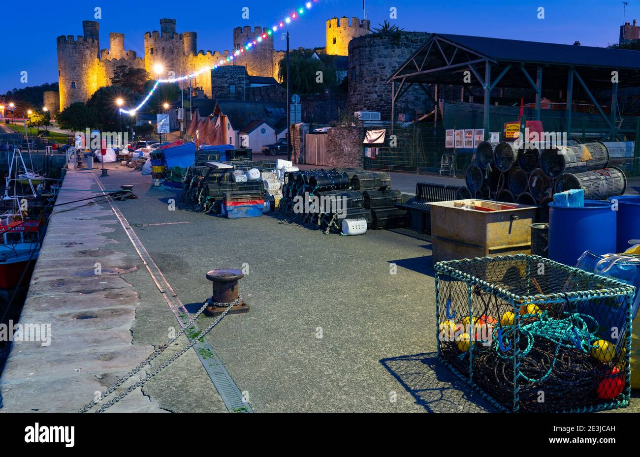 Conwy Quay with Castle in the distance, North Wales. Taken in September ...