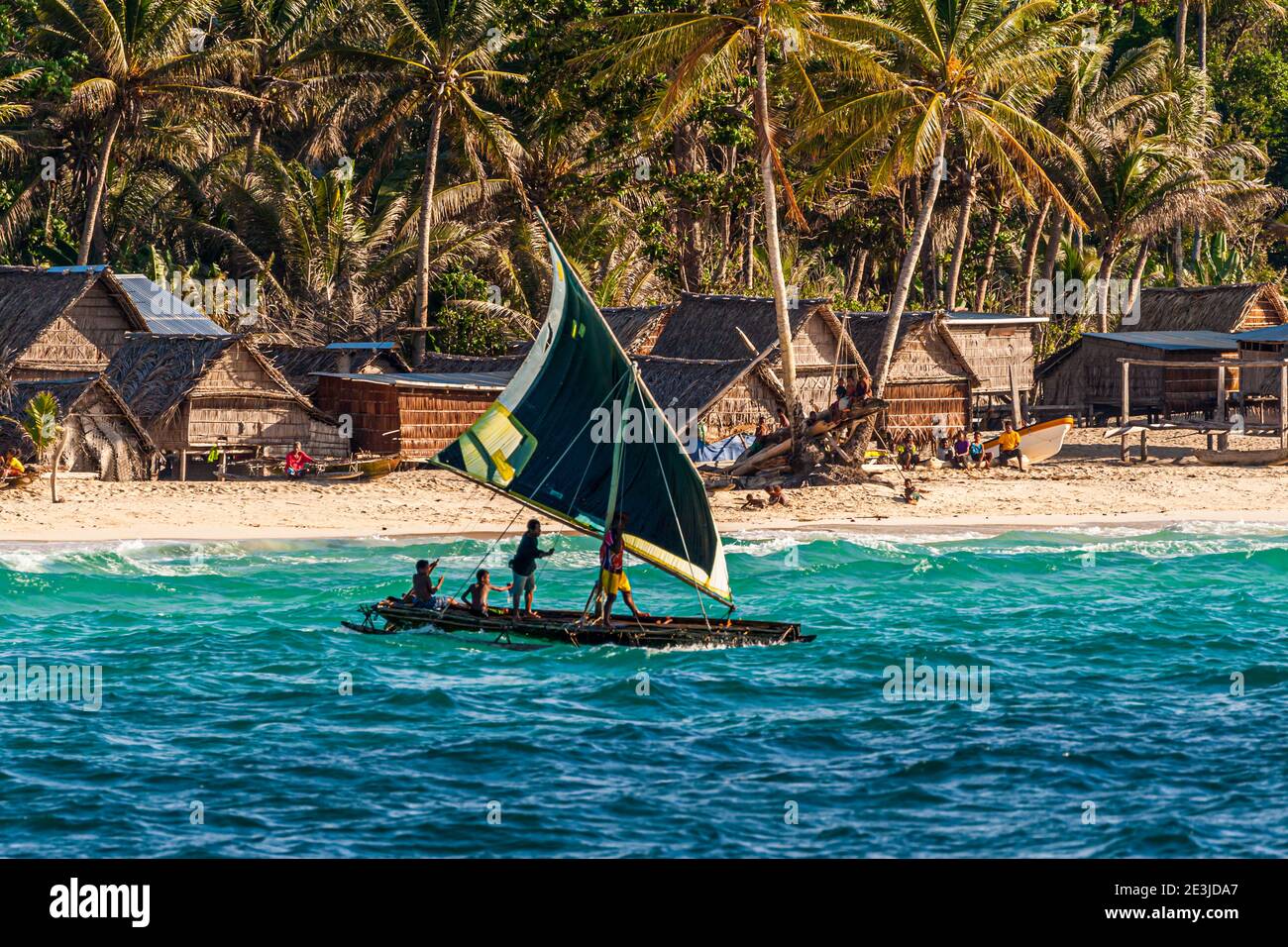 Polynesian style sailing on a Proa (multihull outrigger sailboat) in ...