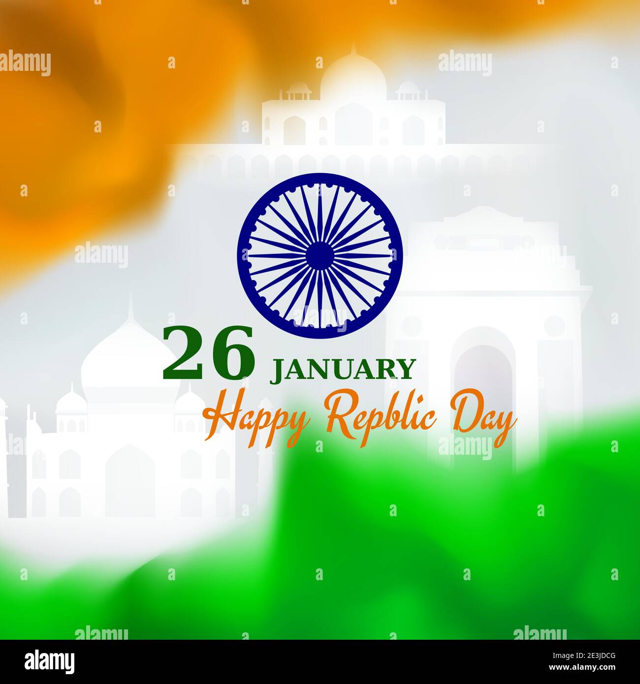 26 january india republic day. Background in color of indian flag ...
