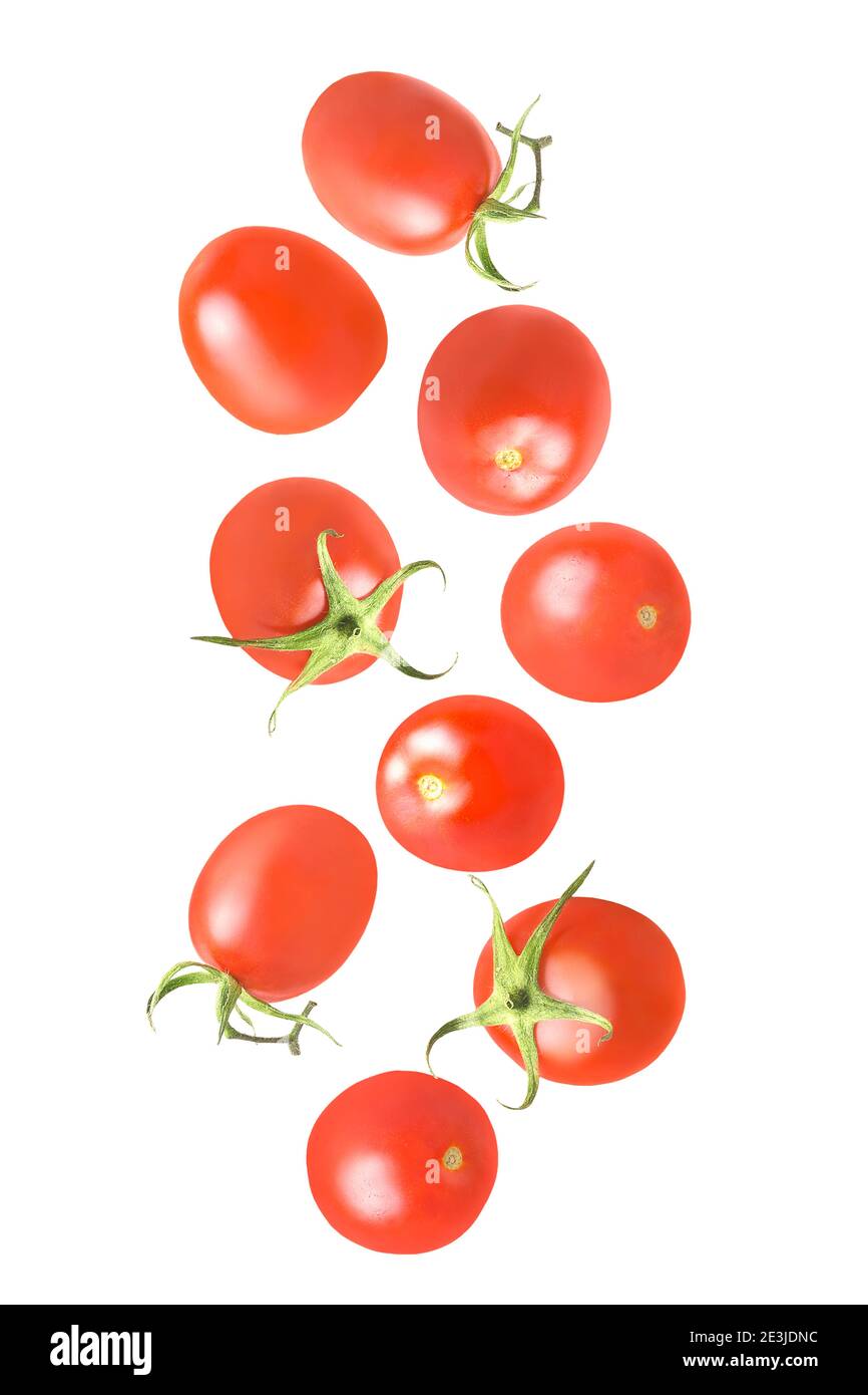 Set of flying fresh whole tomatoes isolated on white background Stock ...