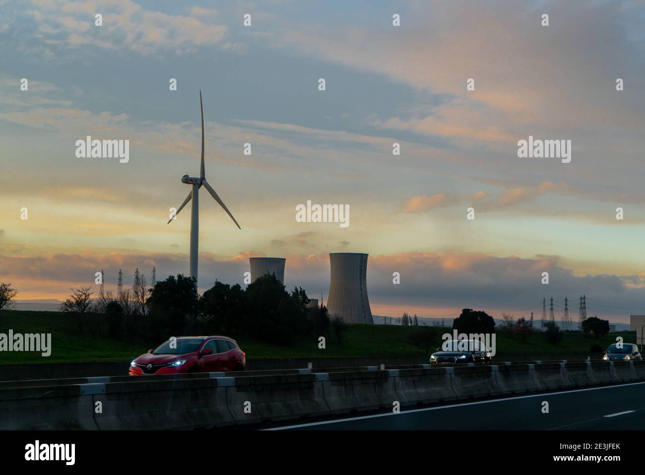 Nuclear plant wind turbine hi-res stock photography and images - Alamy