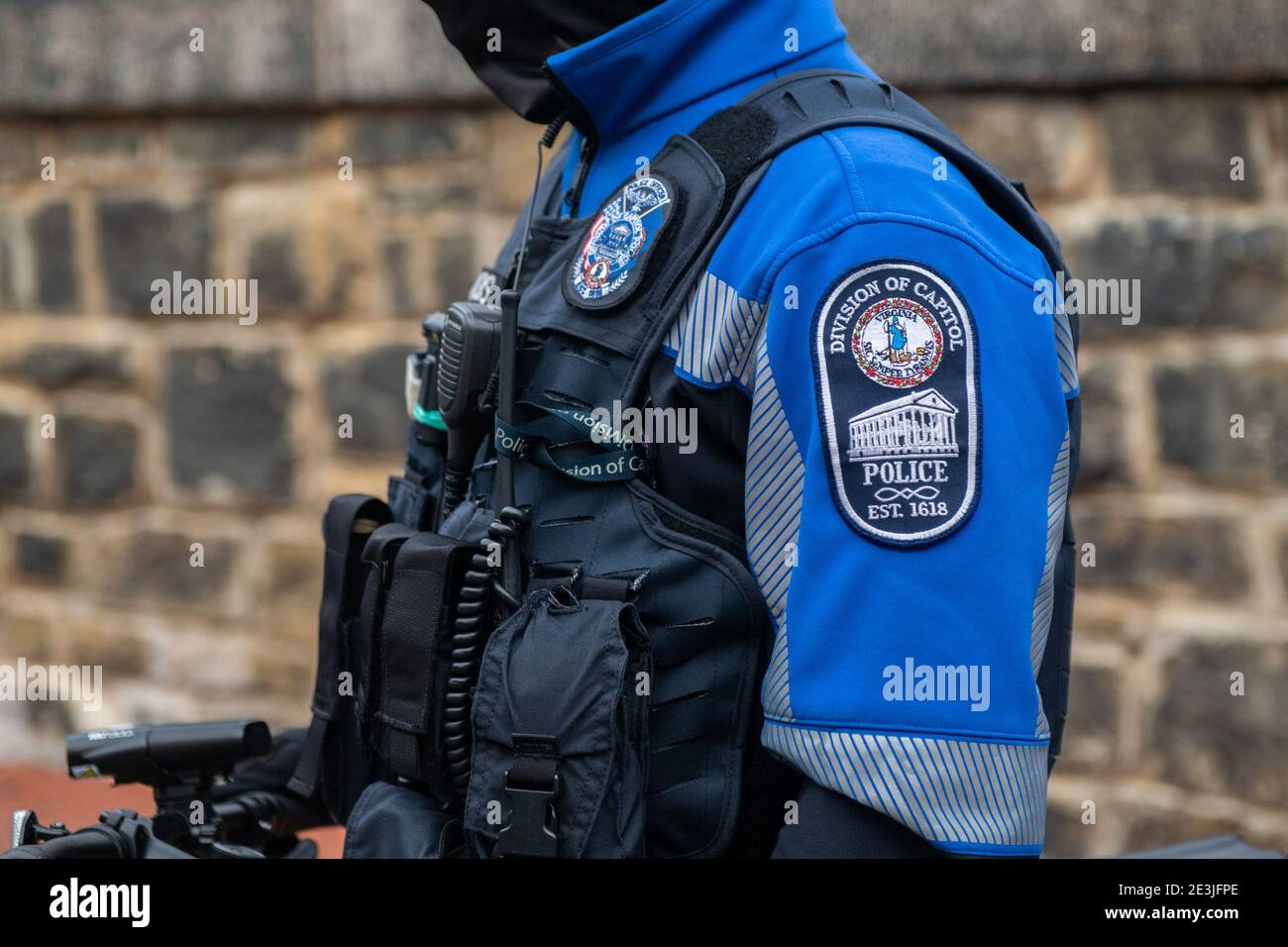 RICHMOND, VIRGINIA, JANUARY 18- Police officers monitor a second ...