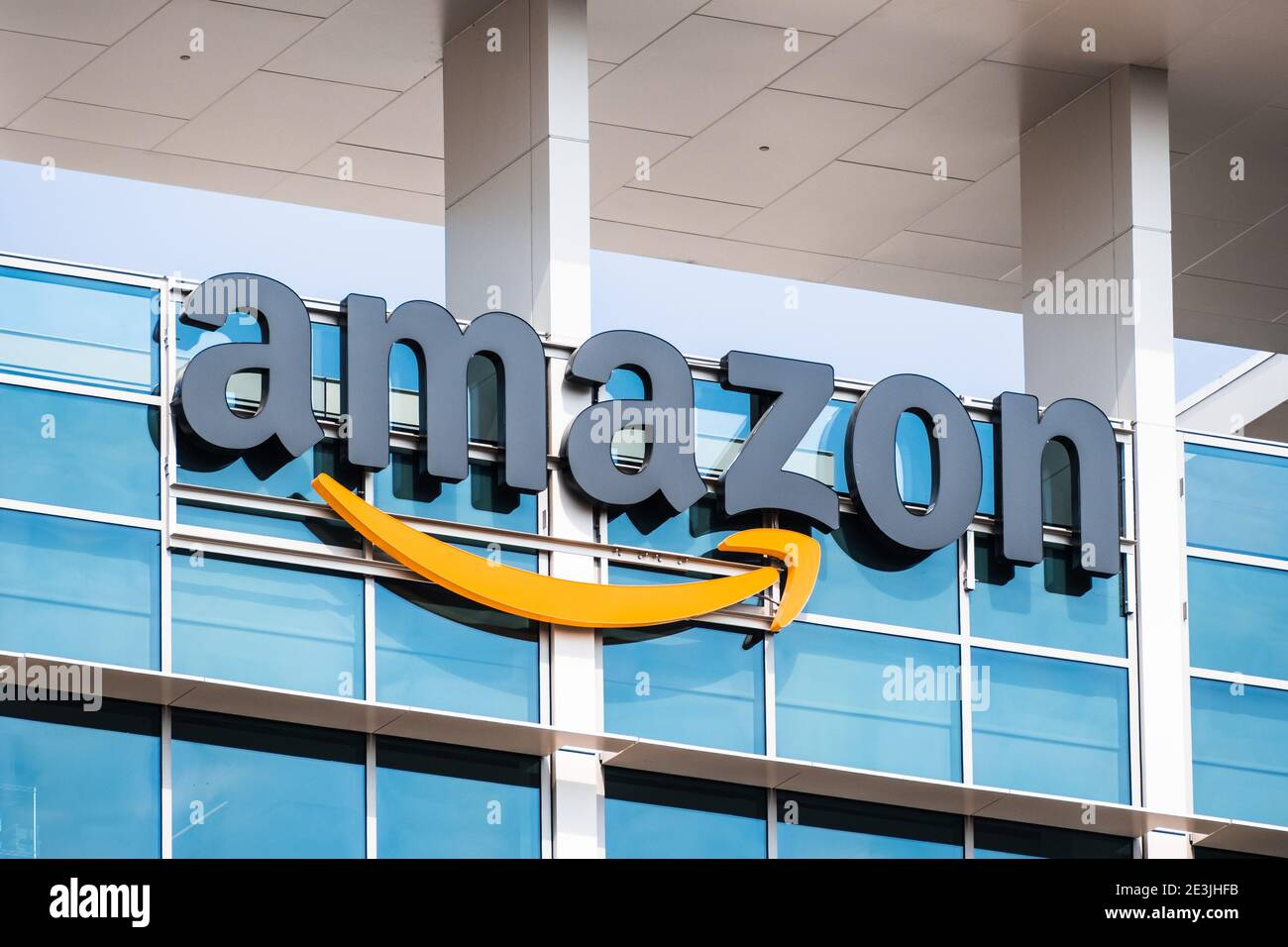 Oct 8, 2020 Sunnyvale / CA / USA - Amazon logo on the facade of one of ...