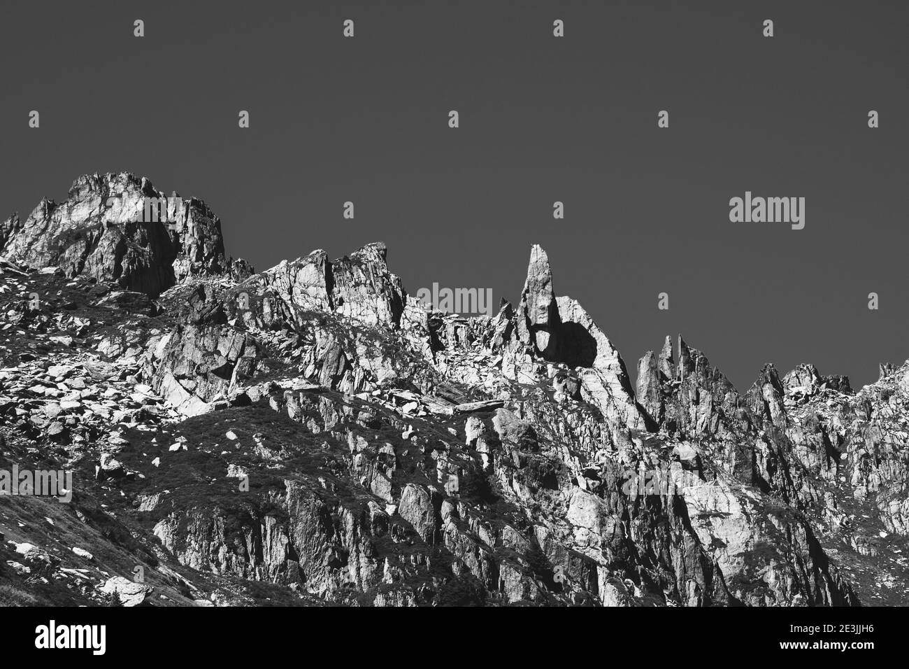 Jagged mountain peaks. Alps, France. Nature, geology backgroundю Black ...