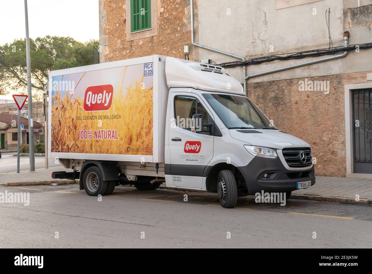 Campos, Spain; january 18 2021: White delivery truck of crackers ...