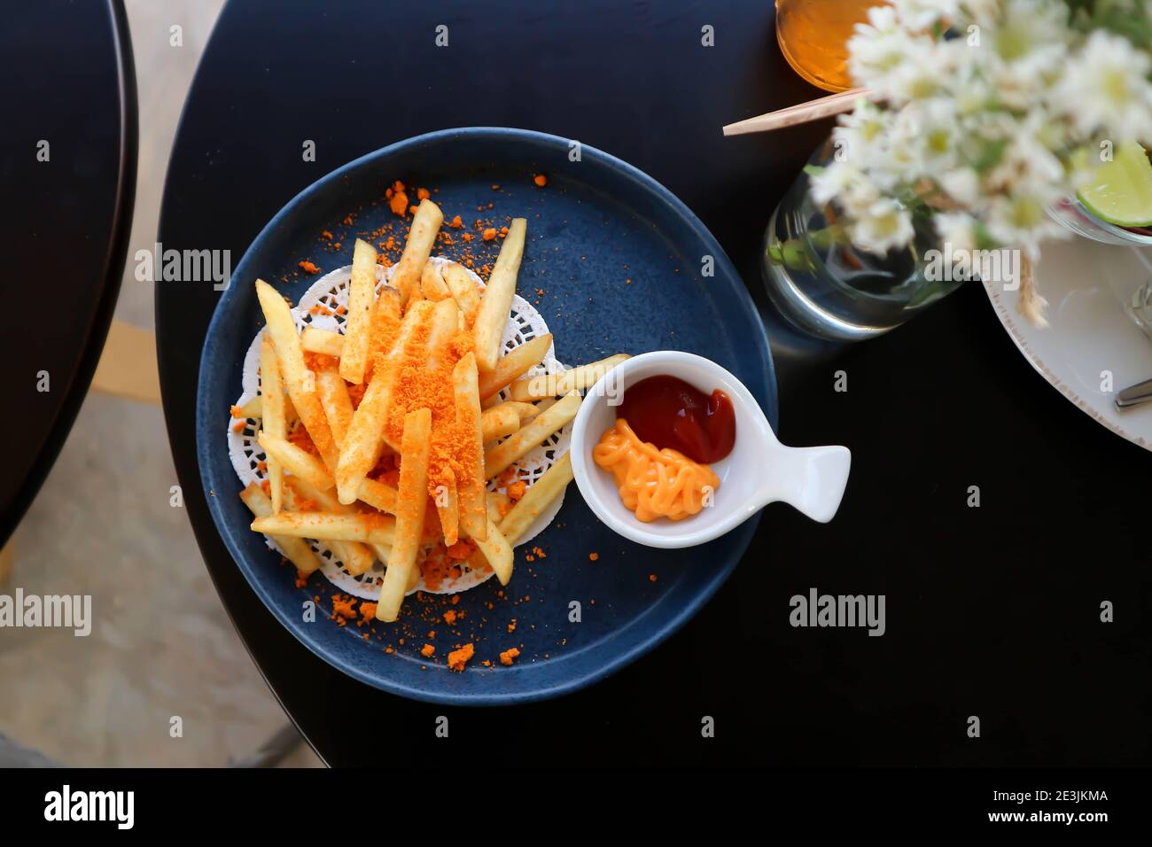 French fries or fried potato with dip Stock Photo - Alamy