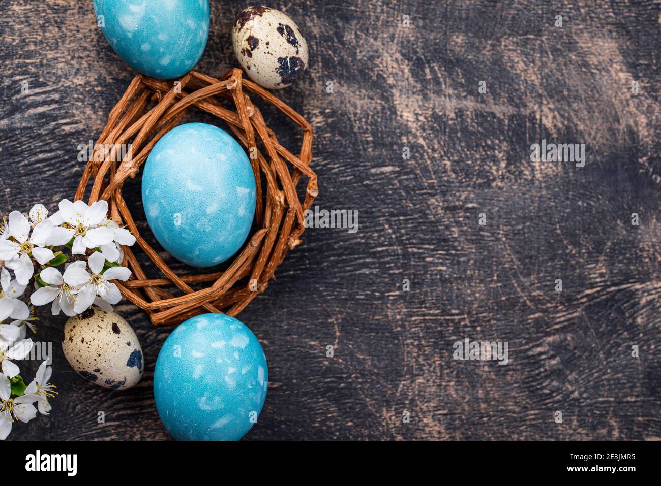 Easter eggs in blue color Stock Photo - Alamy