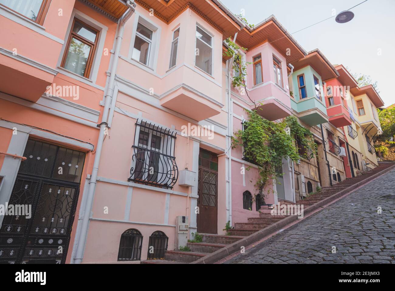 The colourful apartment blocks on Kiremit Street in the authentic ...