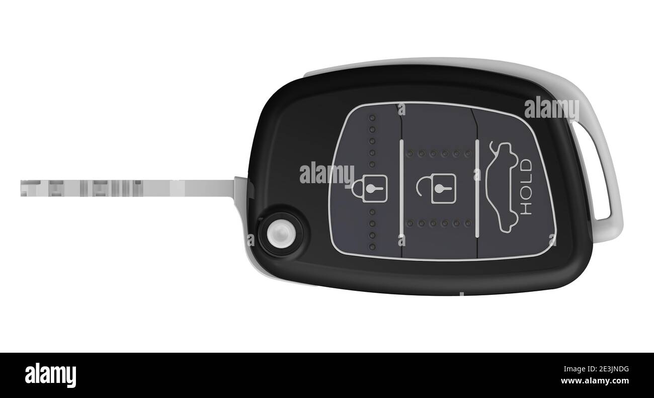 Ignition key of the car in the open position. Isolated. 3D illustration ...