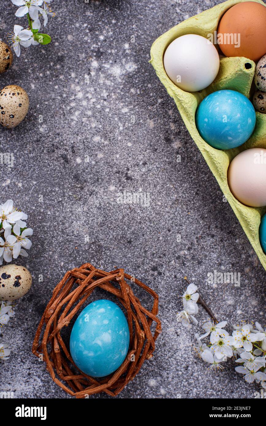 Easter eggs in blue color Stock Photo - Alamy