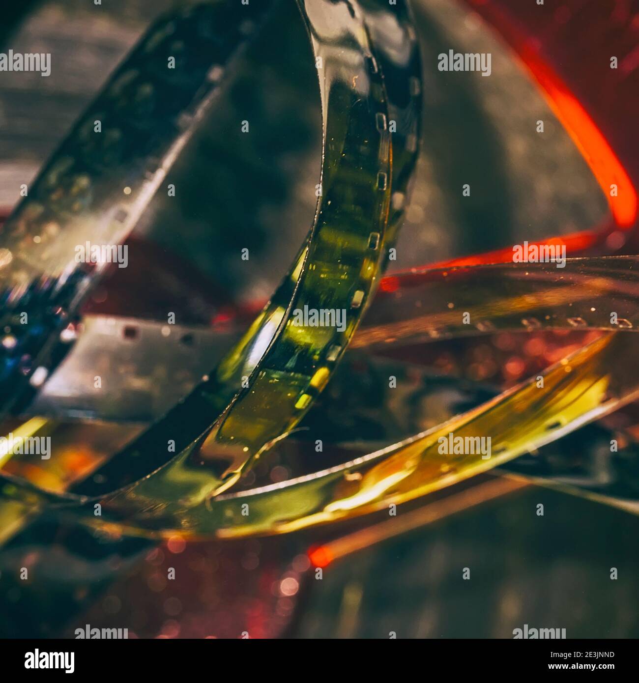 Old cinema rolls, retro cine-films, dirty filmstrip, selective focus ...