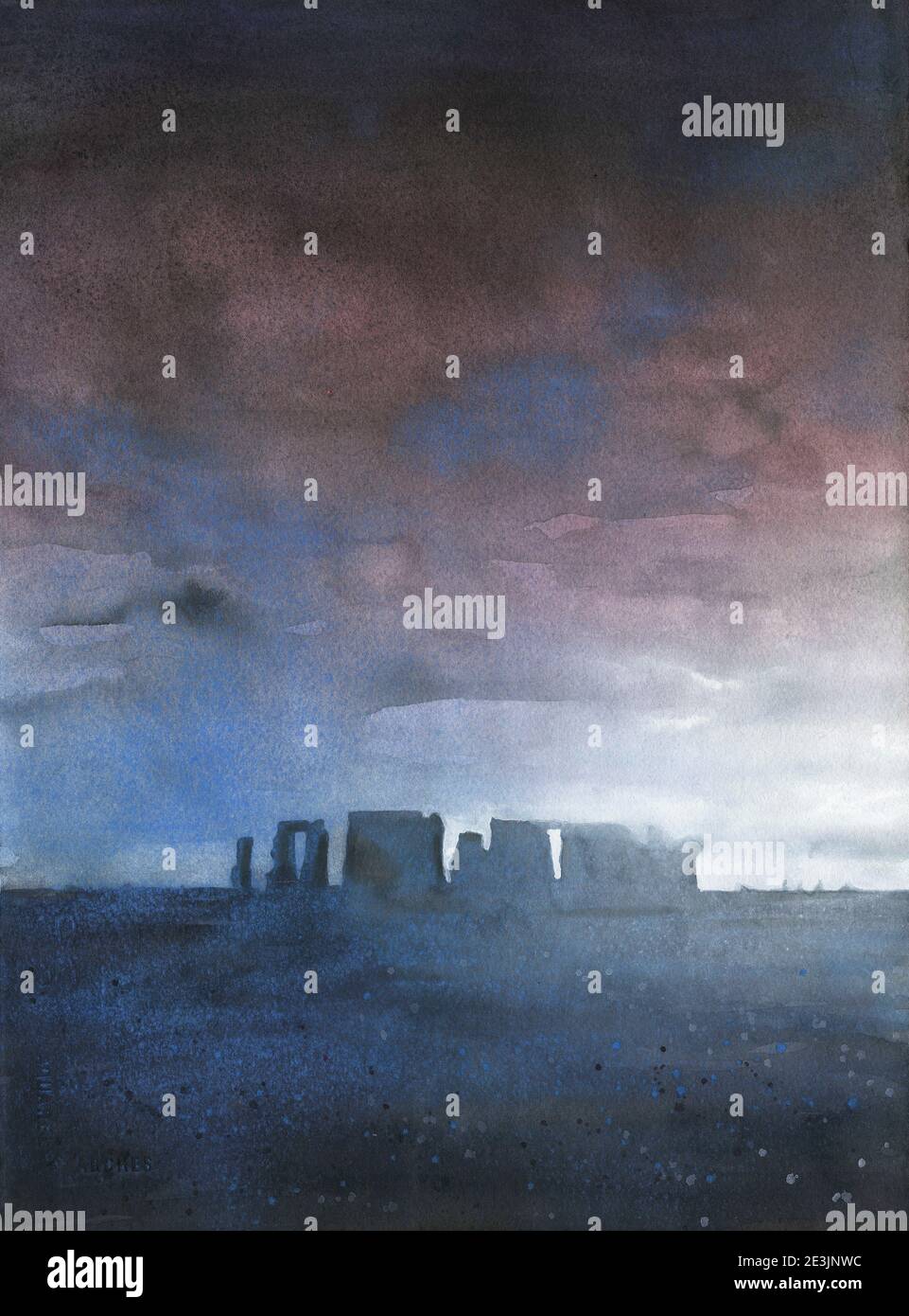 Stonehenge monolithic ruins in the UK countryside at sunset. Stonehenge ...