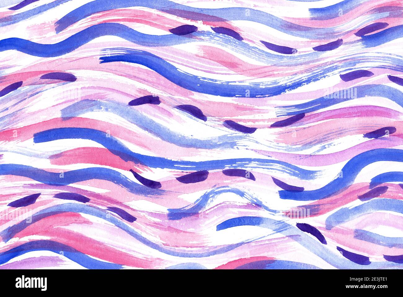Abstract striped watercolor background. Brush smears, dashed line ...