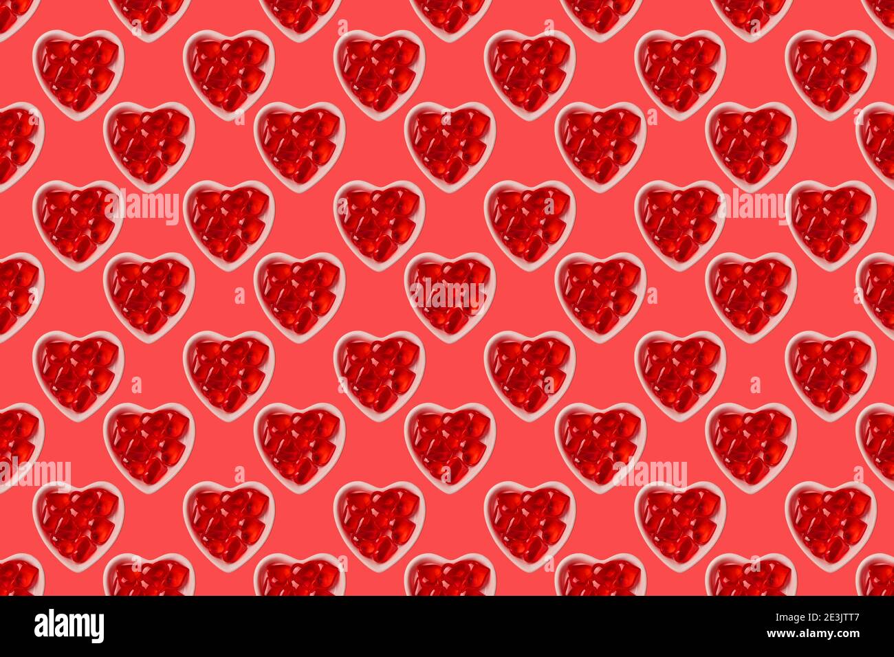 Valentines day seamless pattern of red heart on red background ...