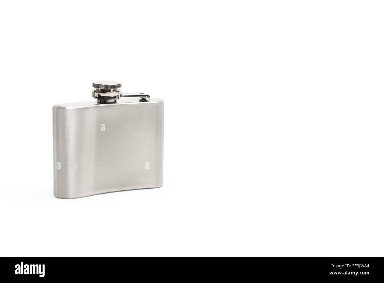 Metal hip flask on a white background with copy space Stock Photo - Alamy